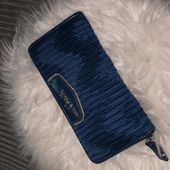 Coach | Bags | Coach Deep Teal Wallet Pleated | Poshmark